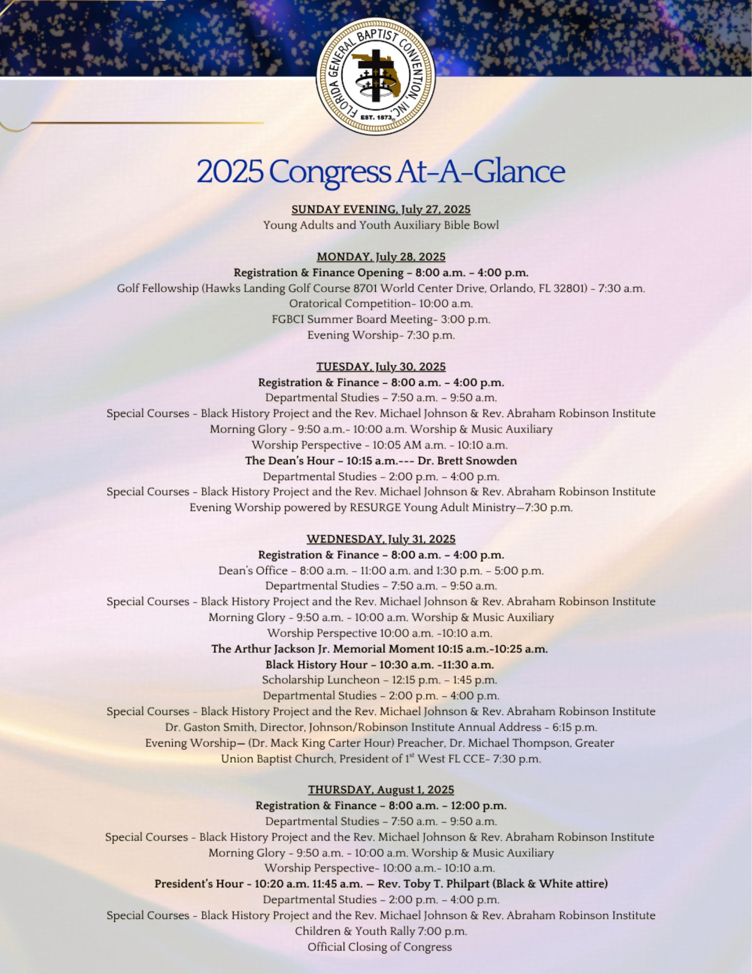 2025 Congress of Christian Education - Florida General Baptist ...